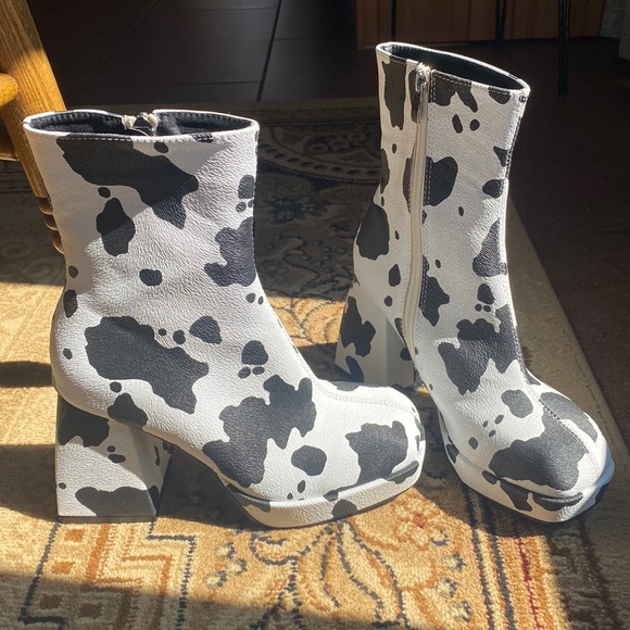 SHEIN | Shoes | New Cow Print Boots | Poshmark